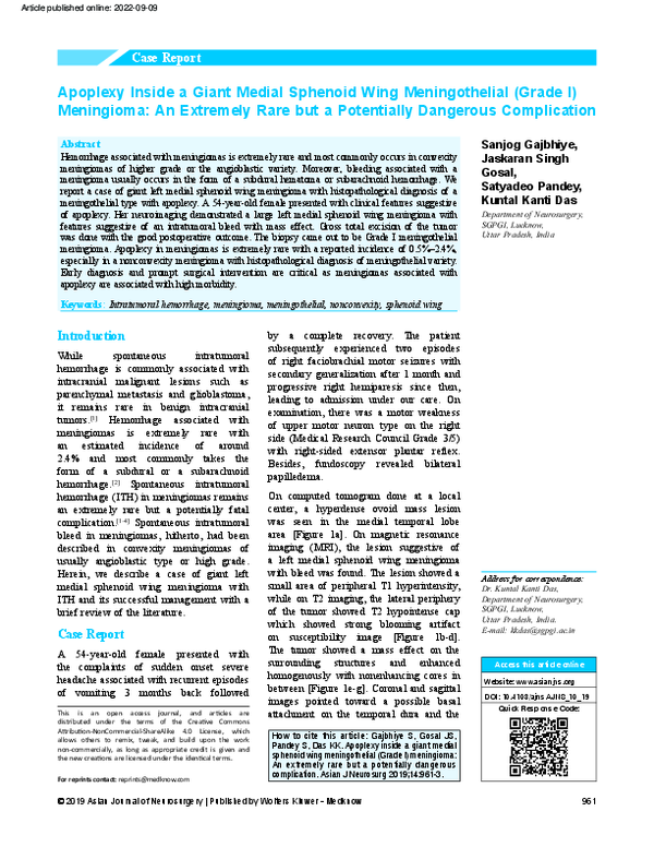 (PDF) Apoplexy inside a giant medial sphenoid wing meningothelial ...