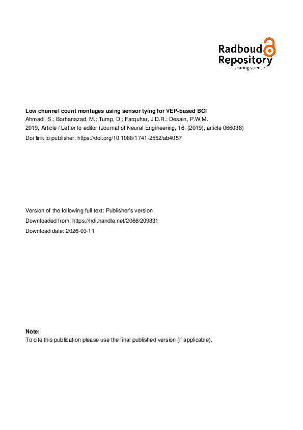 (PDF) Low channel count montages using sensor tying for VEP-based BCI
