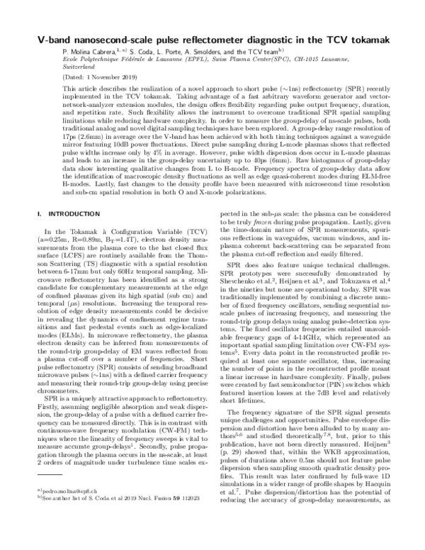 (PDF) V-band nanosecond-scale pulse reflectometer diagnostic in the TCV ...