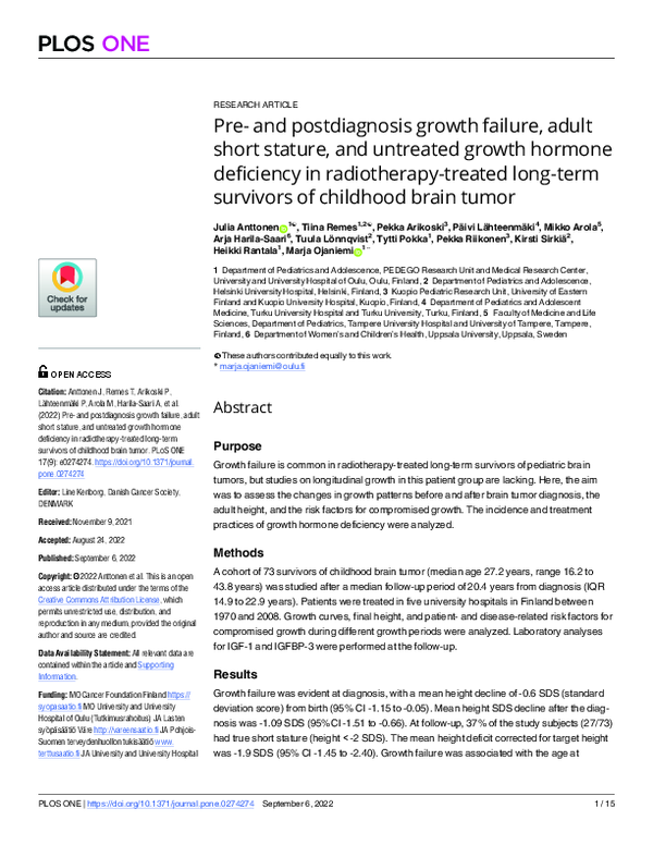 (PDF) Pre- and postdiagnosis growth failure, adult short stature, and ...