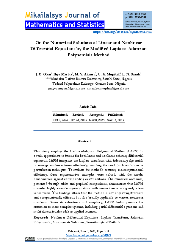 (PDF) On the Numerical Solutions of Linear and Nonlinear Differential ...
