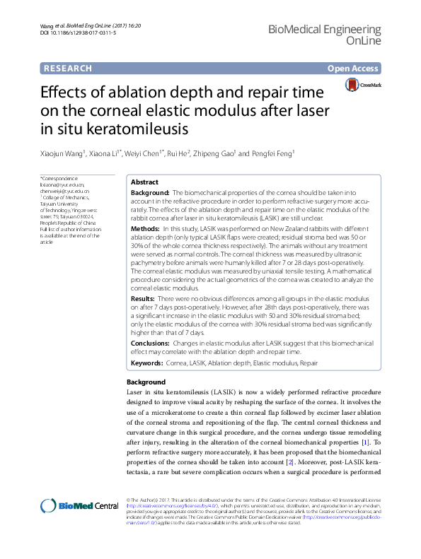 (PDF) Effects of ablation depth and repair time on the corneal elastic ...