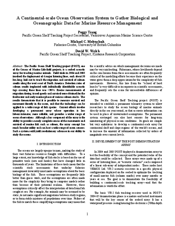 (PDF) A Continental-scale Ocean Observation System to Gather Biological ...
