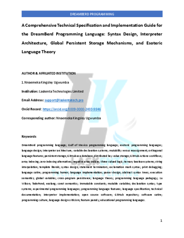 (PDF) DreamBerd Programming Language: Complete Technical Specification ...