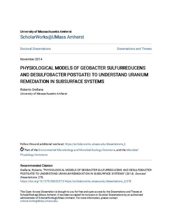 (PDF) Physiological Models of Geobacter Sulfurreducens and ...