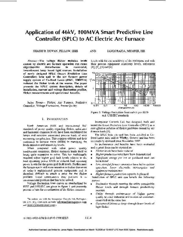 (PDF) Application of 46 kV, 100 MVA smart predictive line controller ...