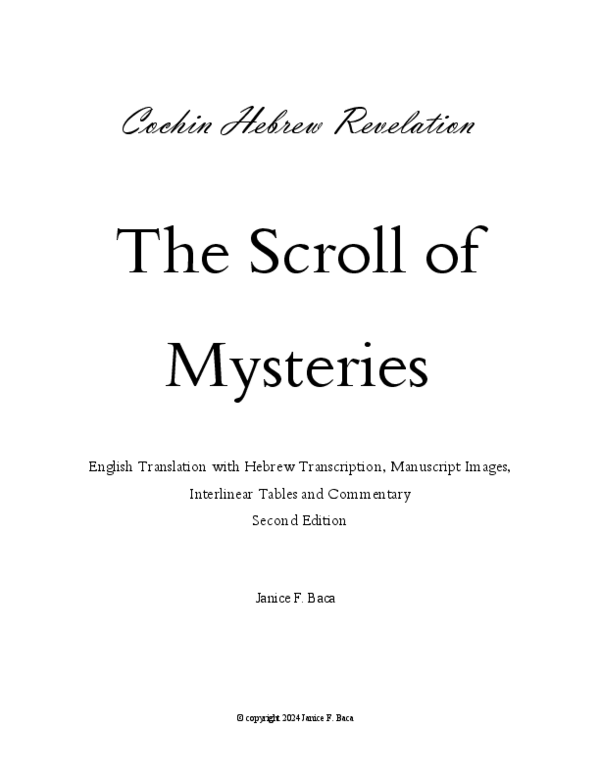(PDF) The Scroll of Mysteries: Cochin Hebrew Revelation