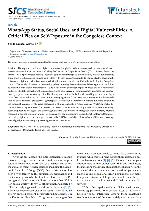 (PDF) WhatsApp Status, Social Uses, and Digital Vulnerabilities: A ...