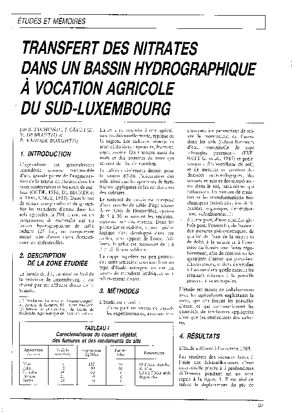 (PDF) Transfert des nitrates dans un bassin hydrographique à vocation ...