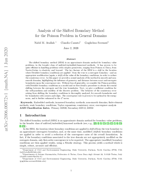 (PDF) Analysis of the shifted boundary method for the Poisson problem ...