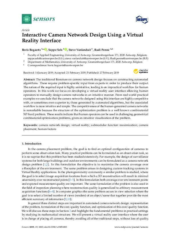 (PDF) Interactive Camera Network Design Using a Virtual Reality Interface
