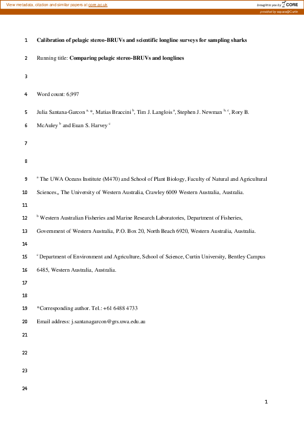 (PDF) Calibration of pelagic stereo-BRUVs and scientific longline ...
