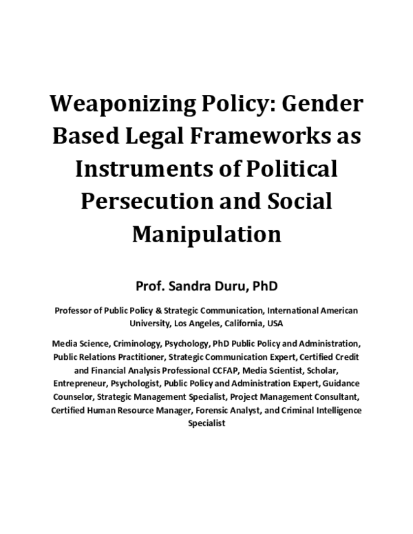 (PDF) Weaponizing Policy: Gender Based Legal Frameworks as Instruments ...