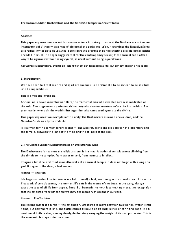 (PDF) The Cosmic Ladder: Dashavatara and the Scientific Temper in ...