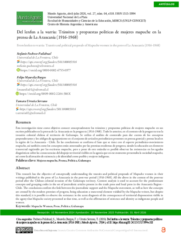 (PDF) Del lenfun a la warria: tránsitos y propuestas políticas de ...