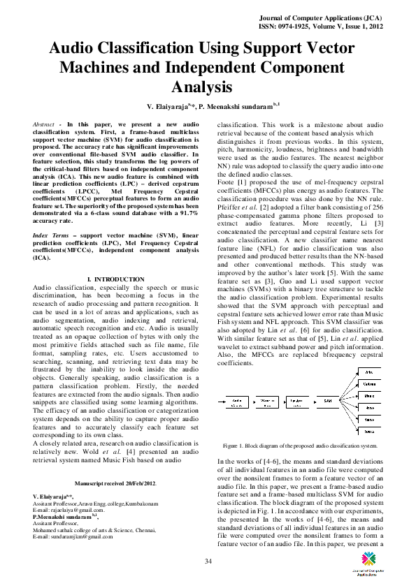 Pdf Audio Classification Using Support Vector Machines And