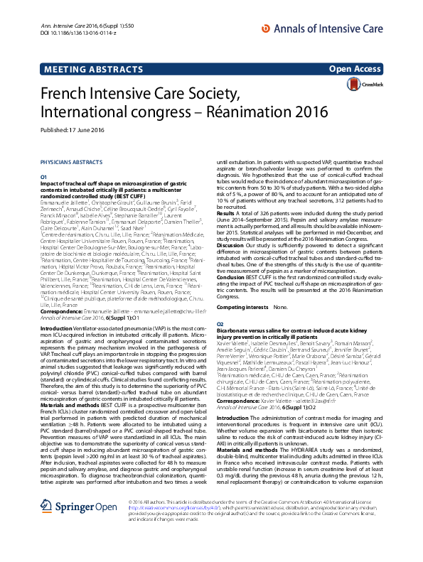 (PDF) French Intensive Care Society, International congress ...