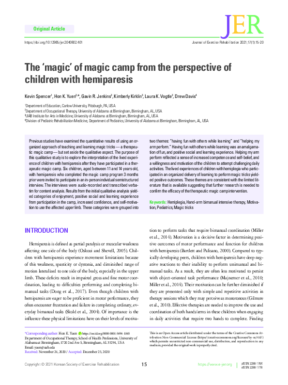(PDF) The ‘magic’ of magic camp from the perspective of children with ...