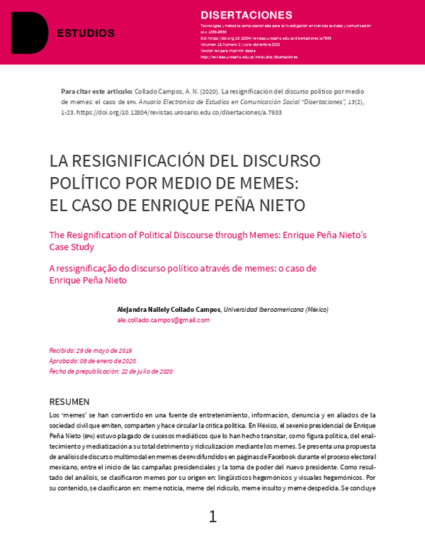 (PDF) La resignificación del discurso político a través de memes: el ...