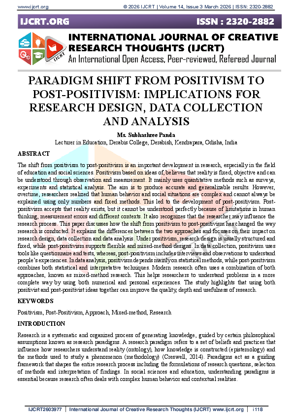 (PDF) PARADIGM SHIFT FROM POSITIVISM TO POST-POSITIVISM: IMPLICATIONS ...