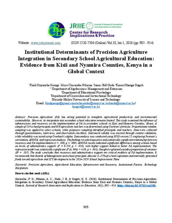 (PDF) Institutional Determinants of Precision Agriculture Integration ...