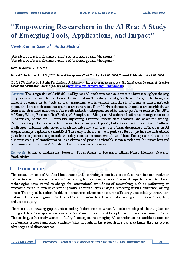 (PDF) "Empowering Researchers in the AI Era: A Study of Emerging Tools ...