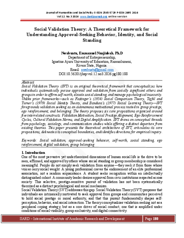 (PDF) Social Validation Theory: A Theoretical Framework for ...