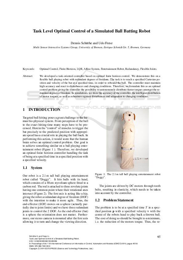 (PDF) Task Level Optimal Control of a Simulated Ball Batting Robot