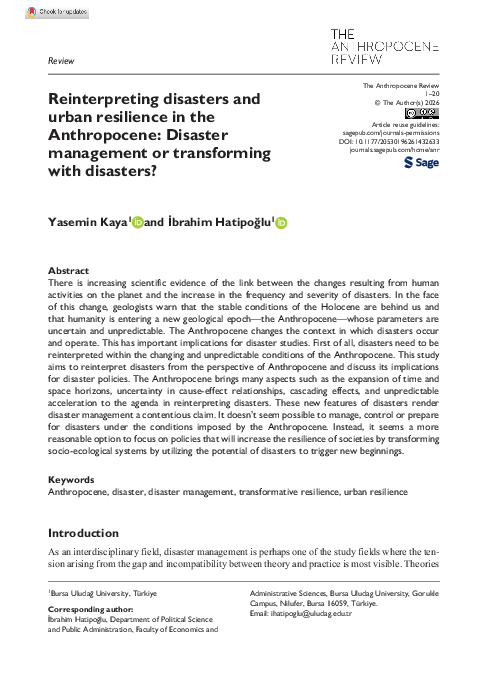 (PDF) Reinterpreting disasters and urban resilience in the Anthropocene ...