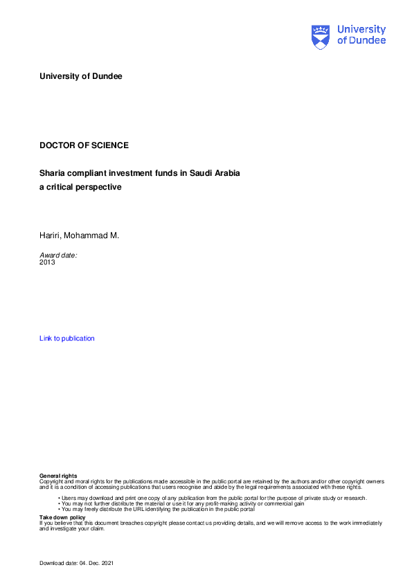 (PDF) Sharia compliant investment funds in Saudi Arabia : a critical ...