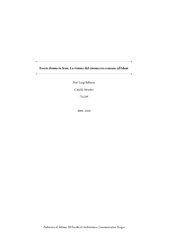 (PDF) Essere donna in Iran. La visione del cinema tra censura ed Islam