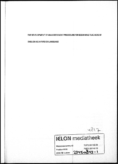 (PDF) The development of an assessment procedure for beginning teachers ...