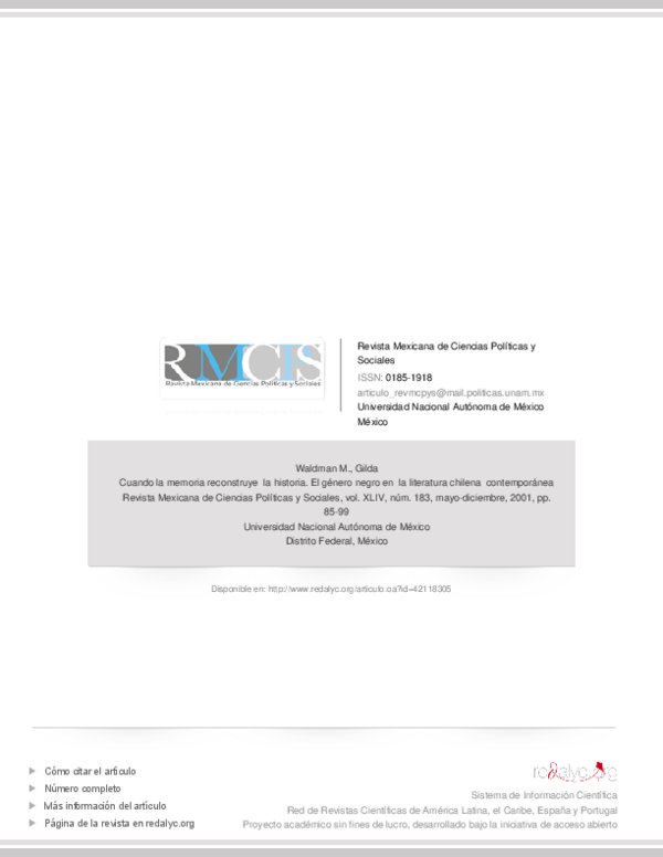 (PDF) Cuando la memoria reconstruyela historia. El género negro enla ...