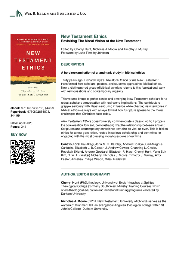 (PDF) New Testament Ethics: Revisiting The Moral Vision of the New ...