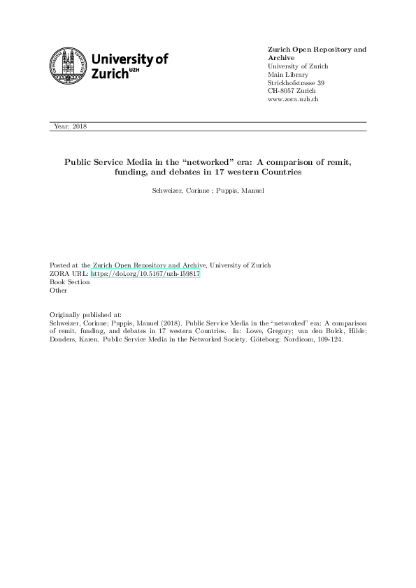 (PDF) Public Service Media in the “networked” era: A comparison of ...