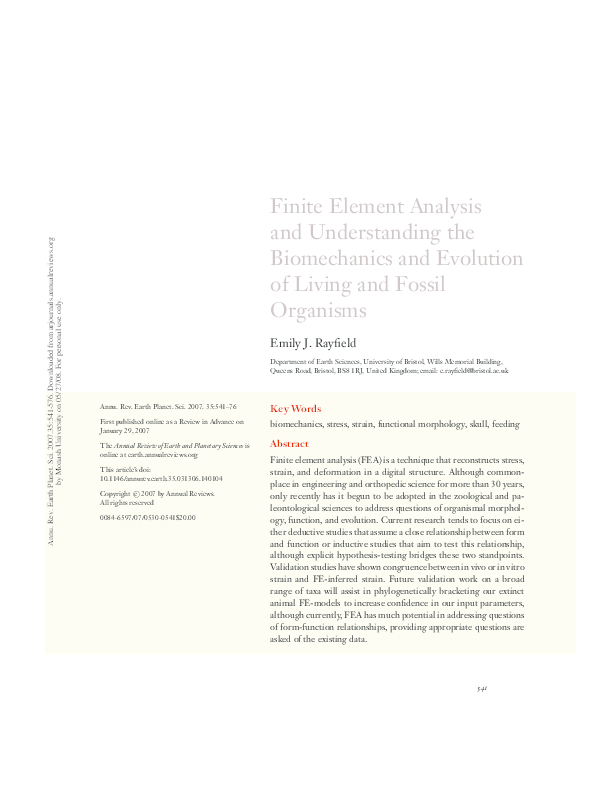 (PDF) Finite Element Analysis and Understanding the Biomechanics and ...