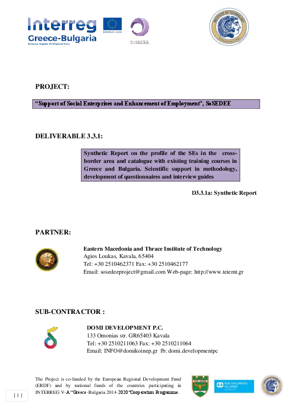(PDF) Synthetic report on the profile of the SEs in the crossborder ...