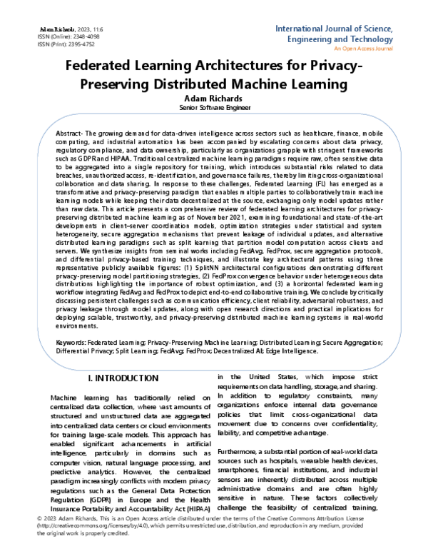 (PDF) Federated Learning Architectures for Privacy-Preserving ...