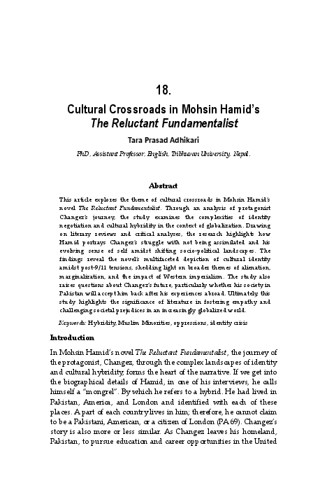(PDF) Cultural Crossroads in Mohsin Hamid's The Reluctant Fundamentalist