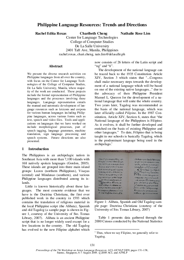 (PDF) Philippine language resources
