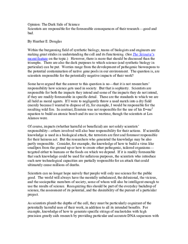 (PDF) The Dark Side of Science
