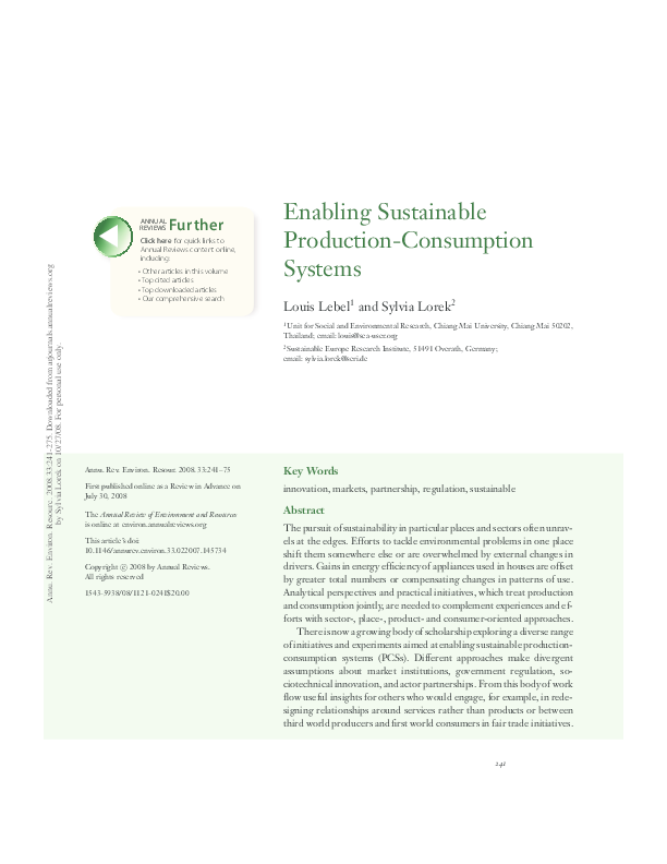 (PDF) Enabling Sustainable Production-Consumption Systems