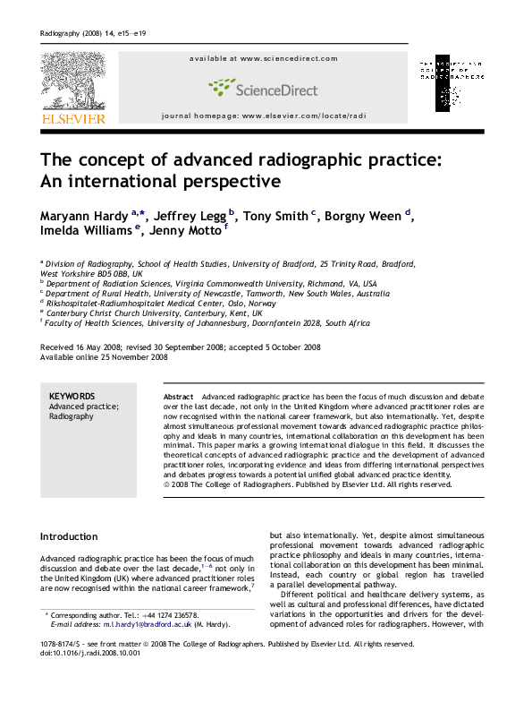 (PDF) The concept of advanced radiographic practice: An international ...