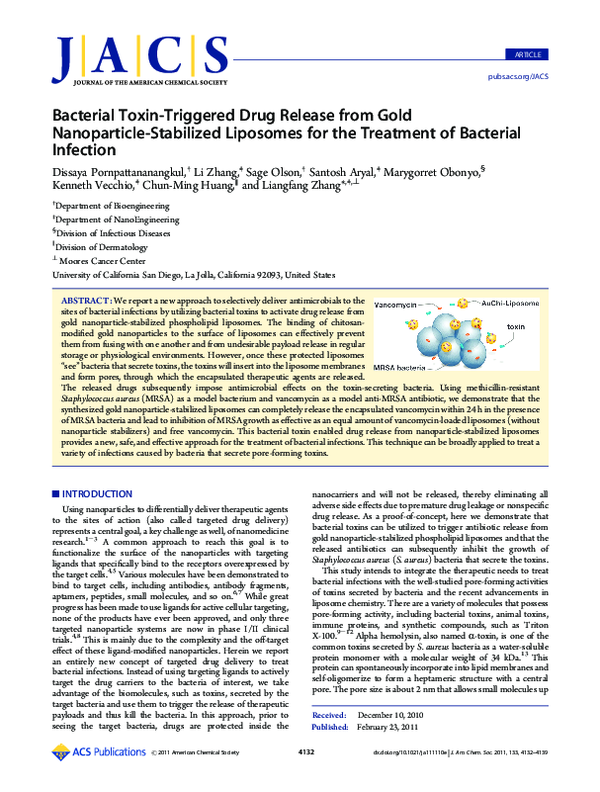 (PDF) Bacterial Toxin-Triggered Drug Release from Gold Nanoparticle ...