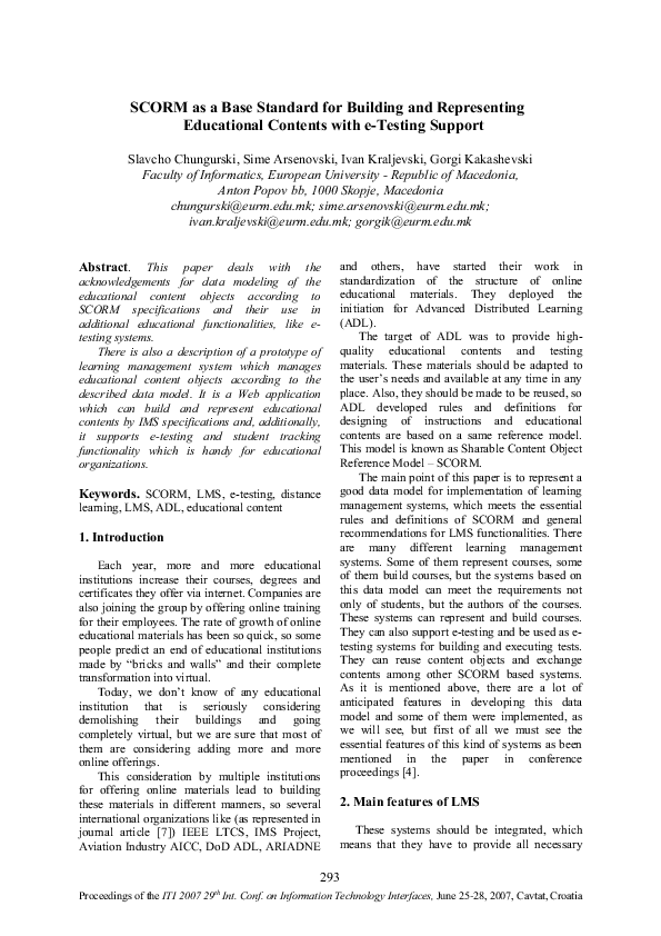 (PDF) SCORM as a base standard for building and representing ...