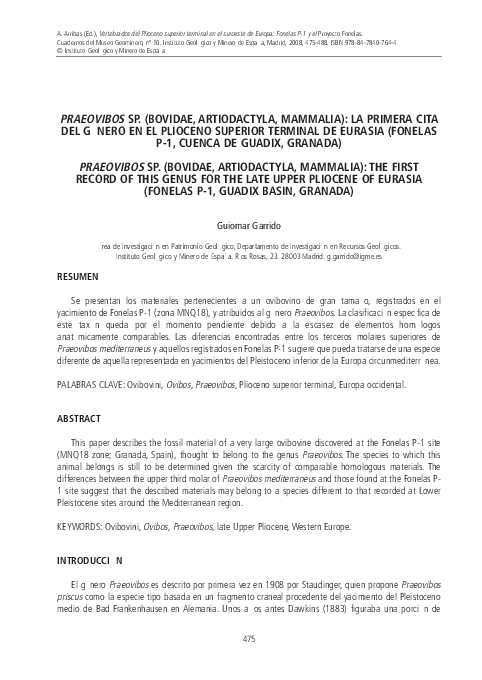 (PDF) PRAEOVIBOS SP. (BOVIDAE, ARTIODACTYLA, MAMMALIA): LA PRIMERA CITA ...