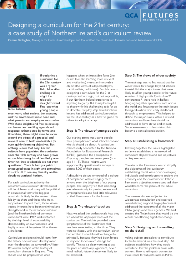 (PDF) Designing a curriculum for the 21st century: a case study of ...