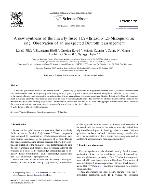 (PDF) A new synthesis of the linearly fused [1, 2, 4] triazolo [1, 5-b ...