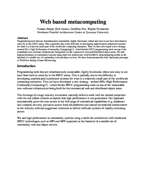 (PDF) Web based metacomputing