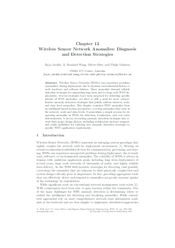 (PDF) Wireless Sensor Network Anomalies: Diagnosis and Detection Strategies (PDF) Wireless Sensor Network Anomalies: Diagnosis and Detection Strategies